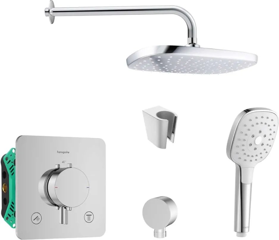 SANITINO - Sprchový set s termostatem a tělesem pod omítku Hansgrohe, příslušenství kielle, chrom SANI21HKK016