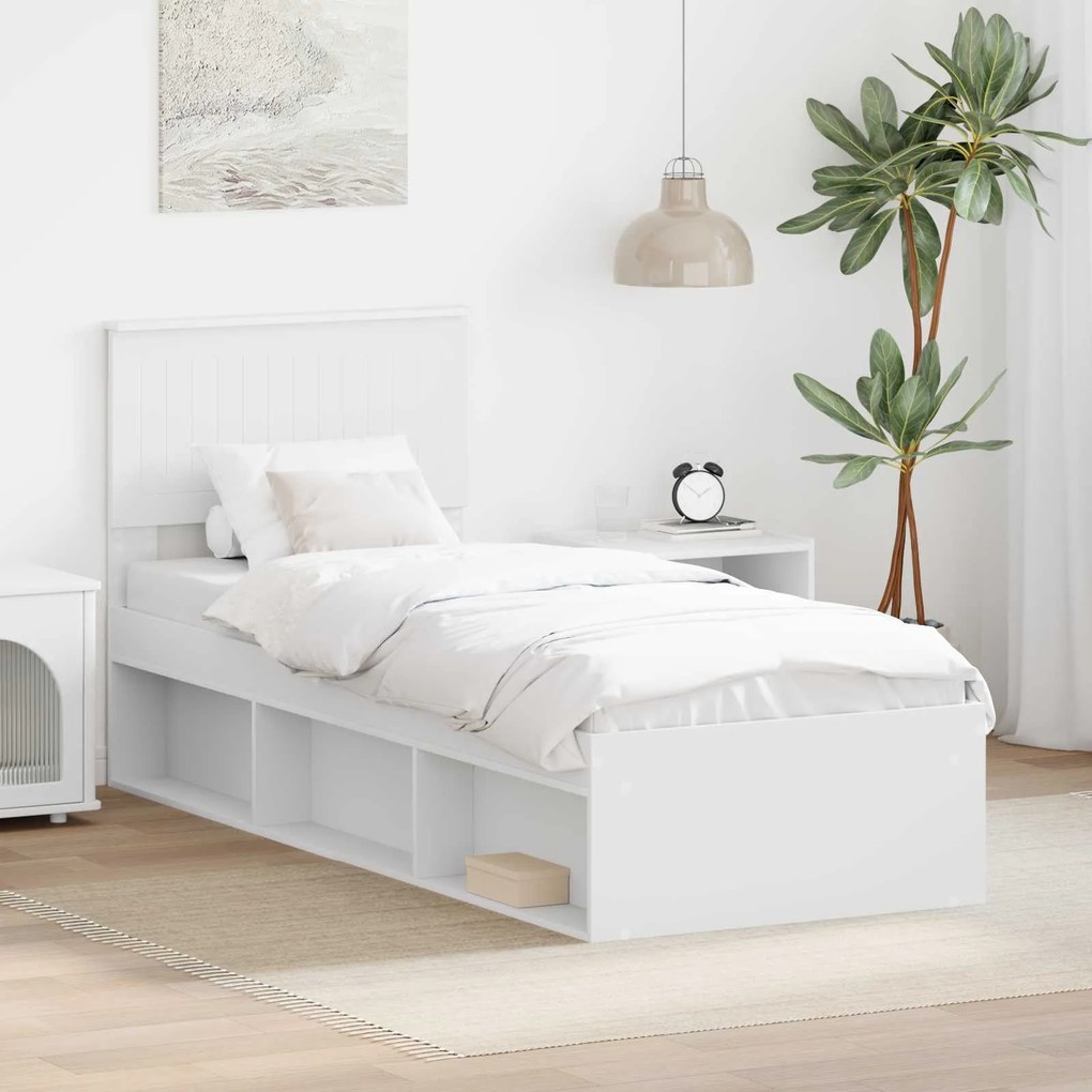 Rám postele s čelo Bílá 75 x 190 cm Masivní borové dřevo 3410663
