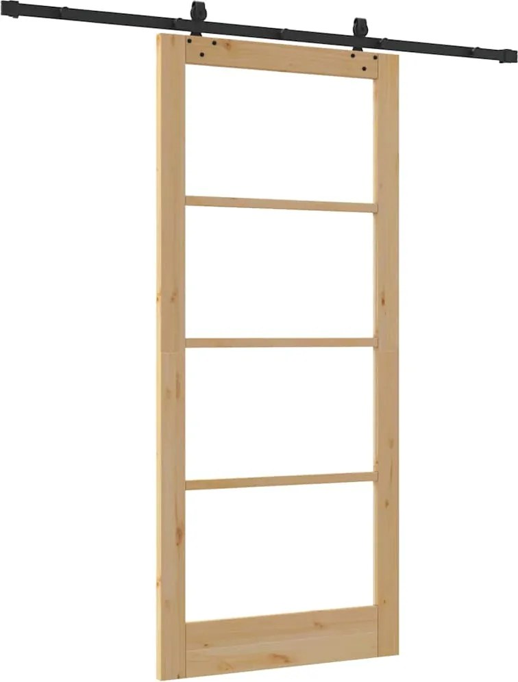 Posuvné dveře ORKDAL 93 x 211 cm Masivní borové dřevo a sklo 3332205