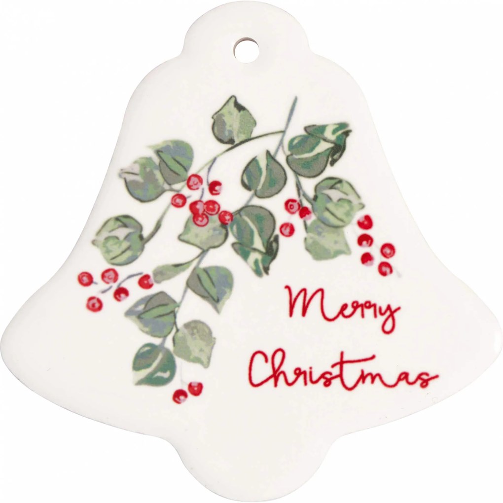 GREEN GATE Keramický magnet Merry Christmas White - Set 4 ks, bílá barva, keramika