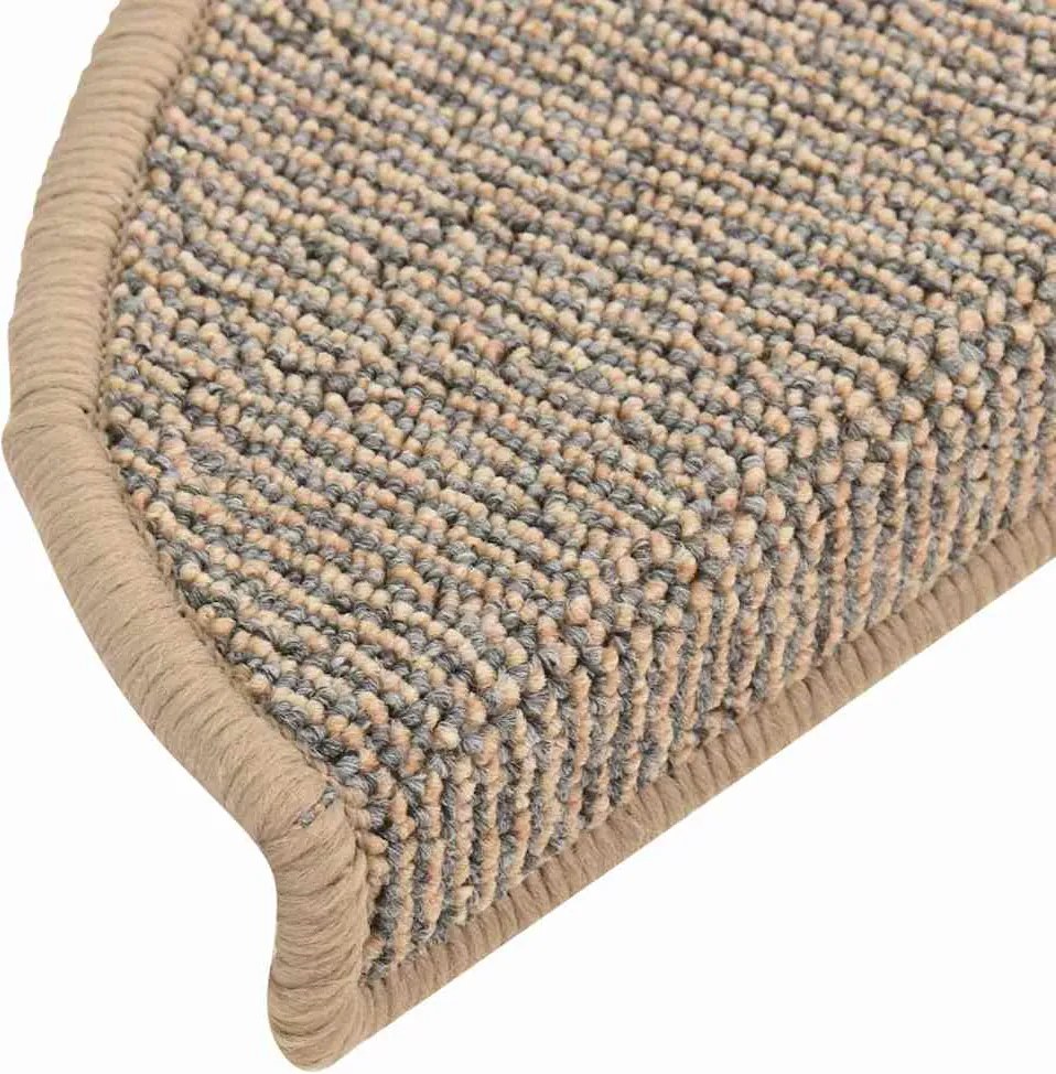 Schodové rohože 15 ks 56 x 17 x 3 cm hnědé půlkulaté 149847
