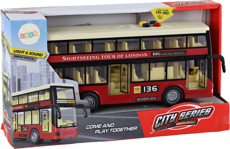 LEAN Toys Patrový městský autobus se světly a zvuky červený 1:16