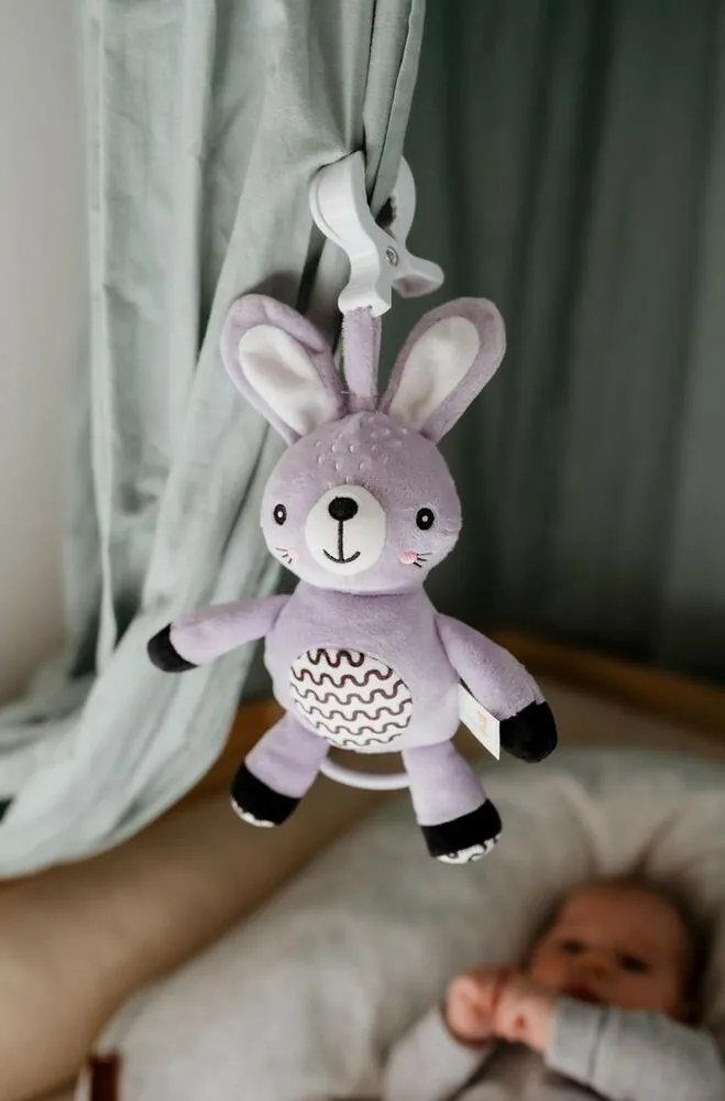 Natahovací hrací strojek babyted Zajíček plyš 30 cm závěs na postýlku / kočárek
