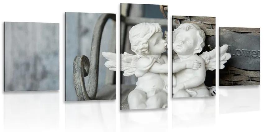 5-dílný obraz sošky andílků na lavičce Varianta: 200x100