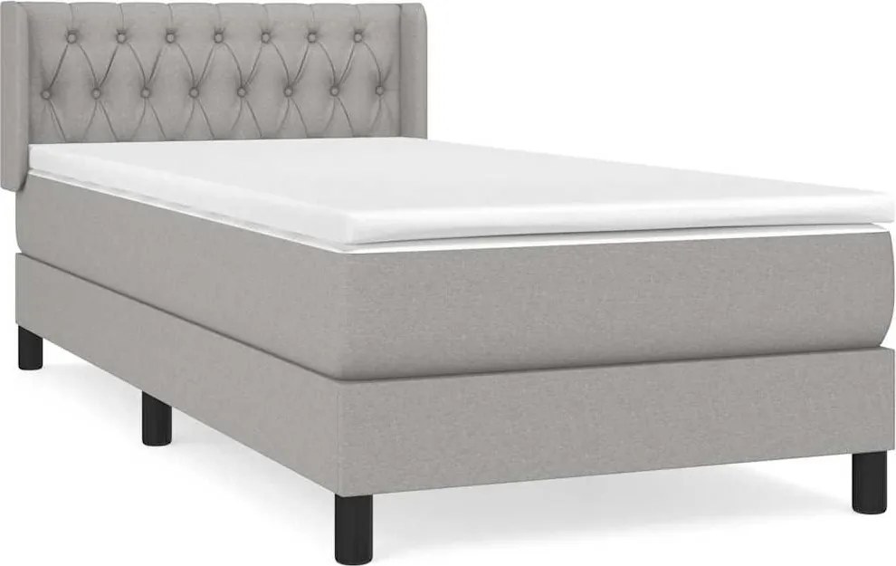 Box spring postel s matrací světle šedý 100 x 200 cm textil 3129929