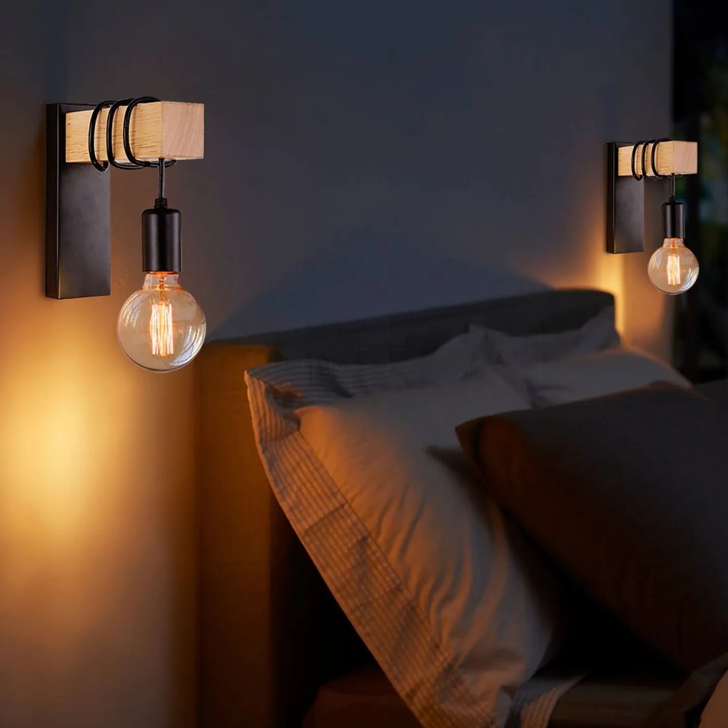 Toolight Toolight, nástěnná lampa 1xE27 APP972-1W LINE, černá-hnědá, OSW-03241
