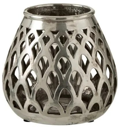 Stříbrný kovový svícen Checkered - Ø 25,5*23,5 cm