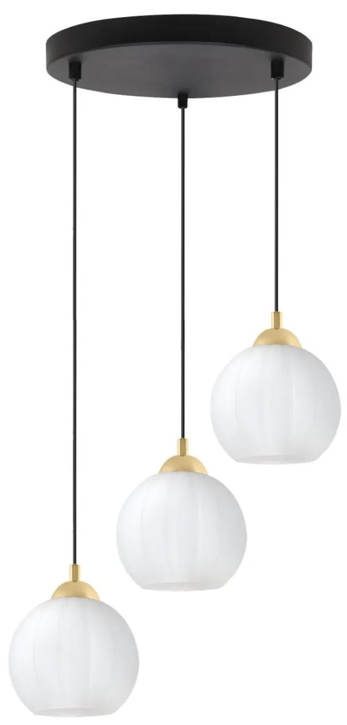 Závěsné svítidlo Costa, 3x bílé skleněné stínítko, b/g, o