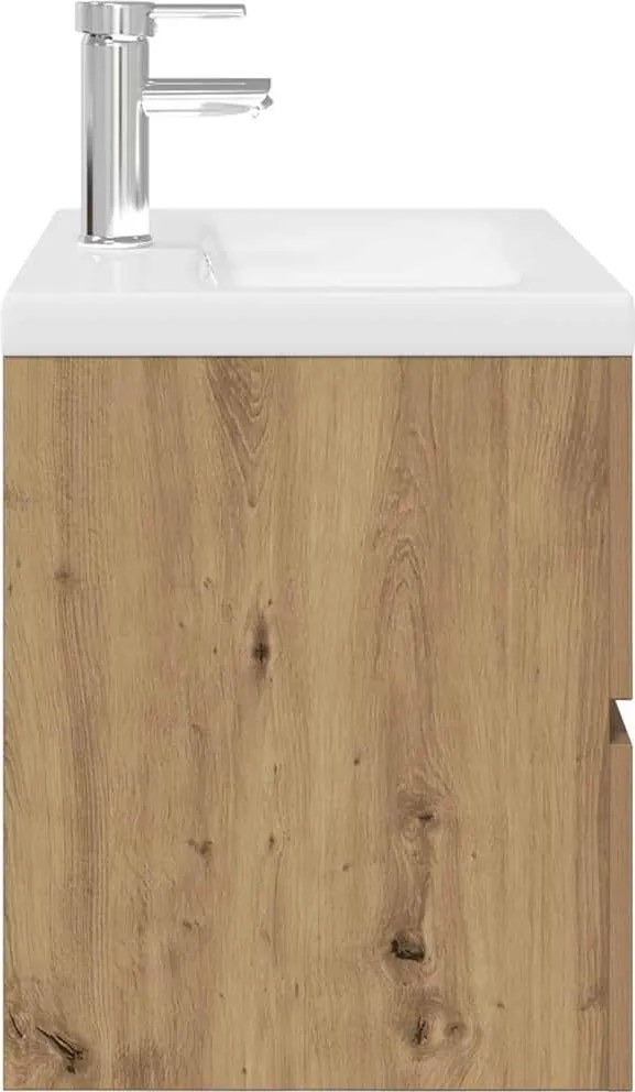 Umyvadlová skříňka s vestavěným umyvadlem a baterie dub artisan 3328932