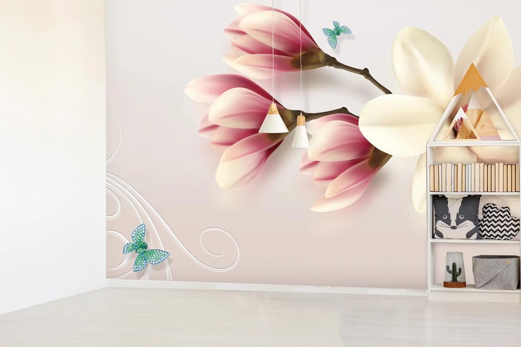 Malvis ® Tapeta Magnolie s dekorací Vel. (šířka x výška): 360 x 260 cm