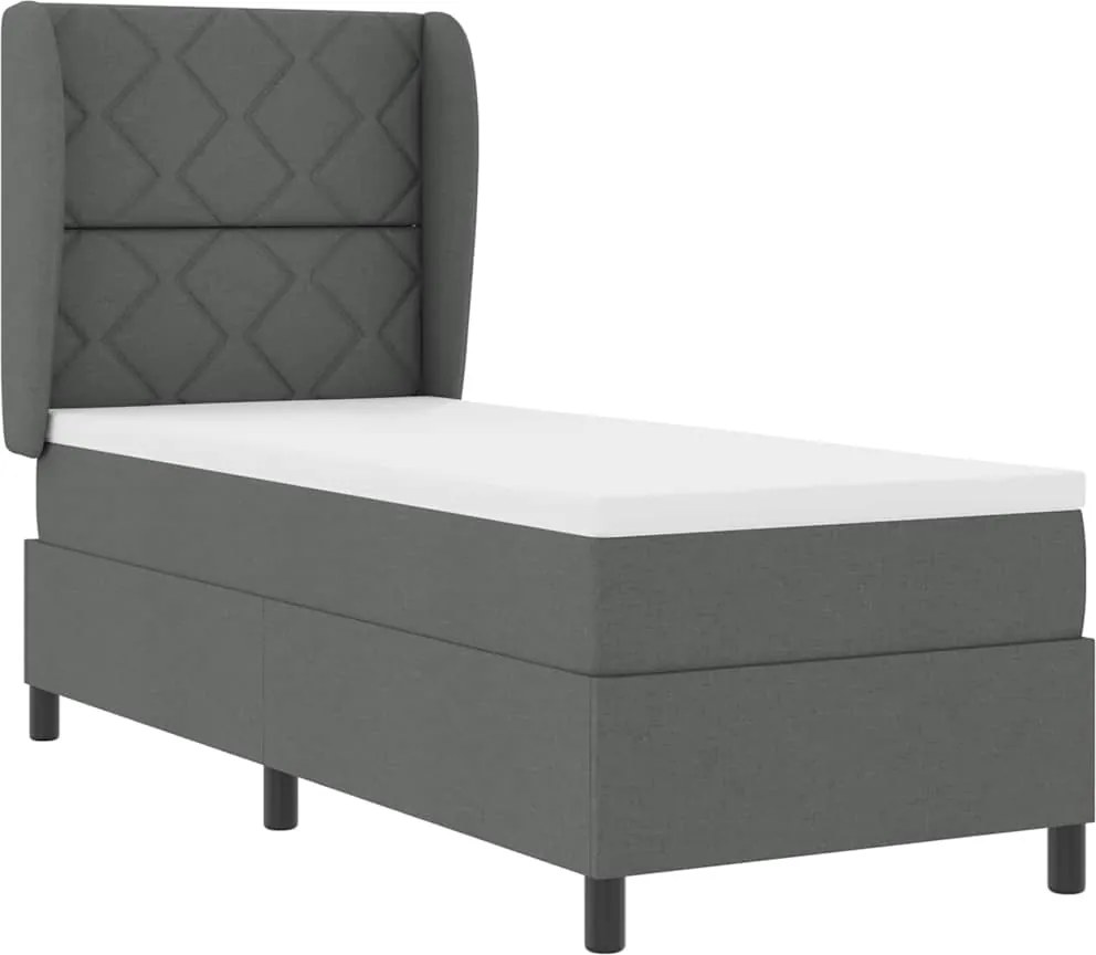 Postel s boxspringem s čelo Tmavě šedá 80 x 200 cm textil 3340593