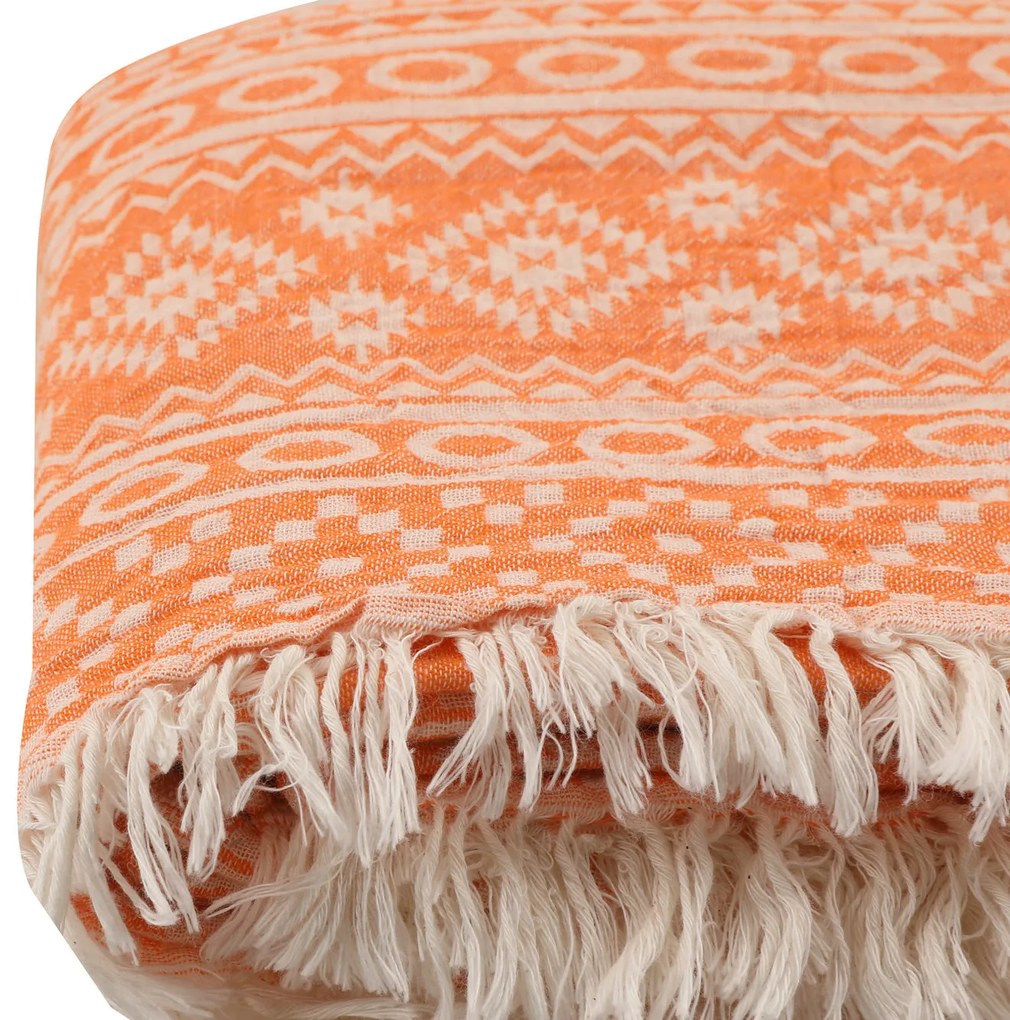 L´essentiel Maison Plážový ručník Fouta Cicim - Orange, Oranžová