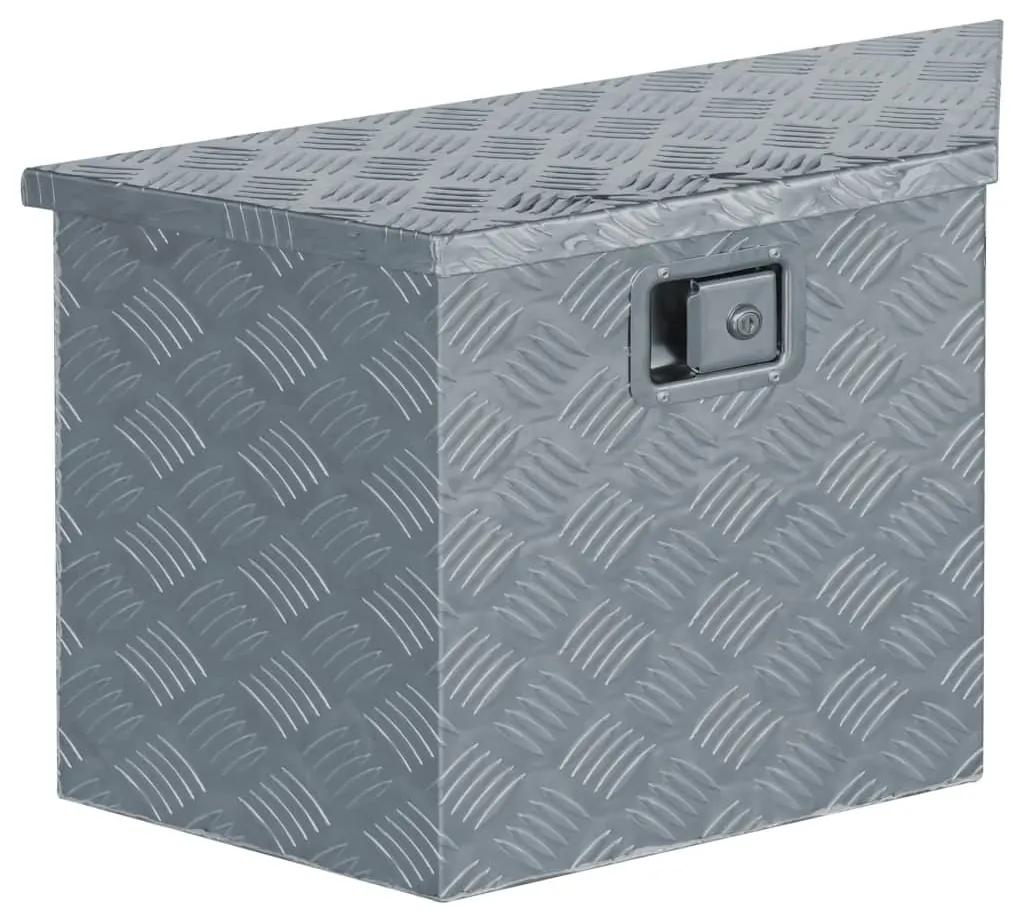 Hliníkový box - lichoběžníkový - stříbrný | 70x24x42 cm