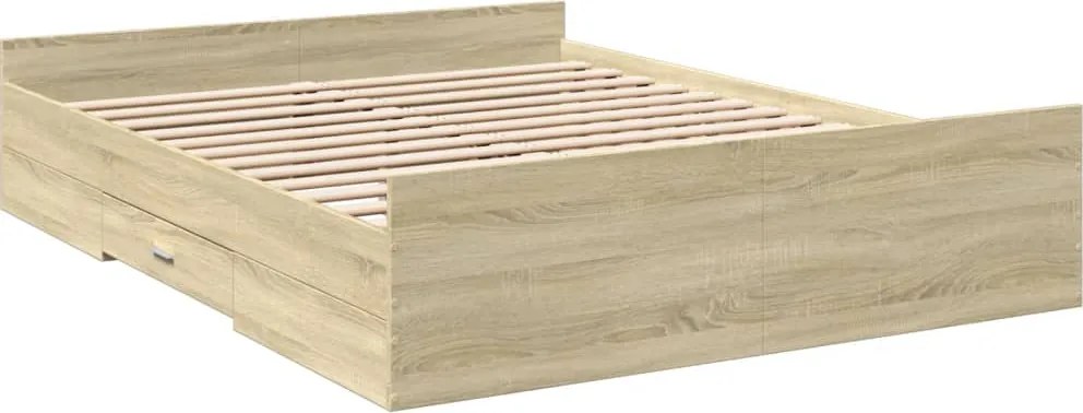 Rám postele se zásuvkami dub sonoma 160x200 cm kompozitní dřevo 3280281