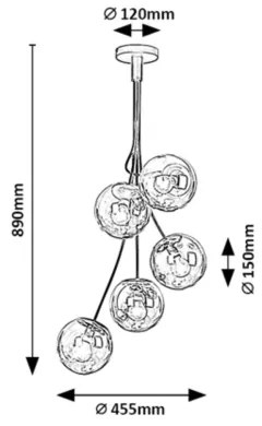 Rabalux 3508 - Lustr na tyči GLORY 5xE14/40W/230V