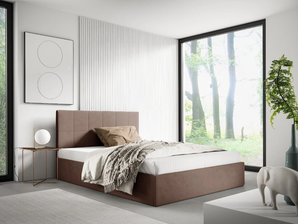 Eka Čalouněná postel SMART 160x200 cm Barva látky Trinity: Modrá (Trinity 2313), Úložný prostor: Bez úložného prostoru