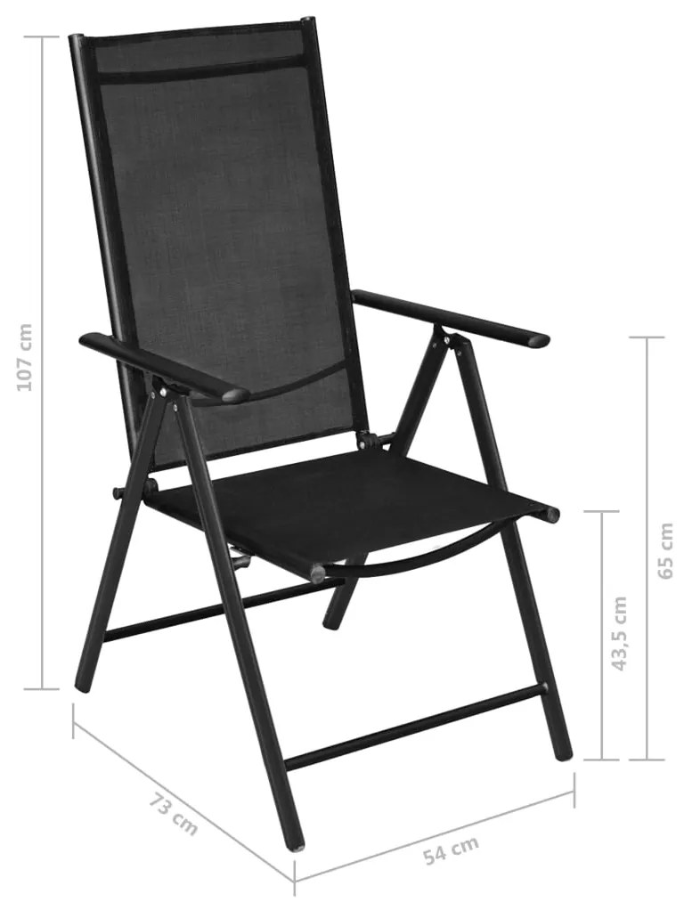 Skládací zahradní židle 2 ks hliník a textilen černé - Default Title
