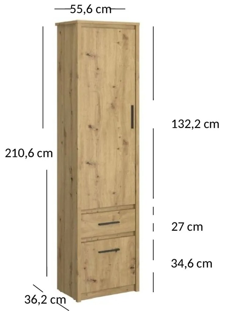 Regál 2d1s dub artisan Ayson Mebel Bos