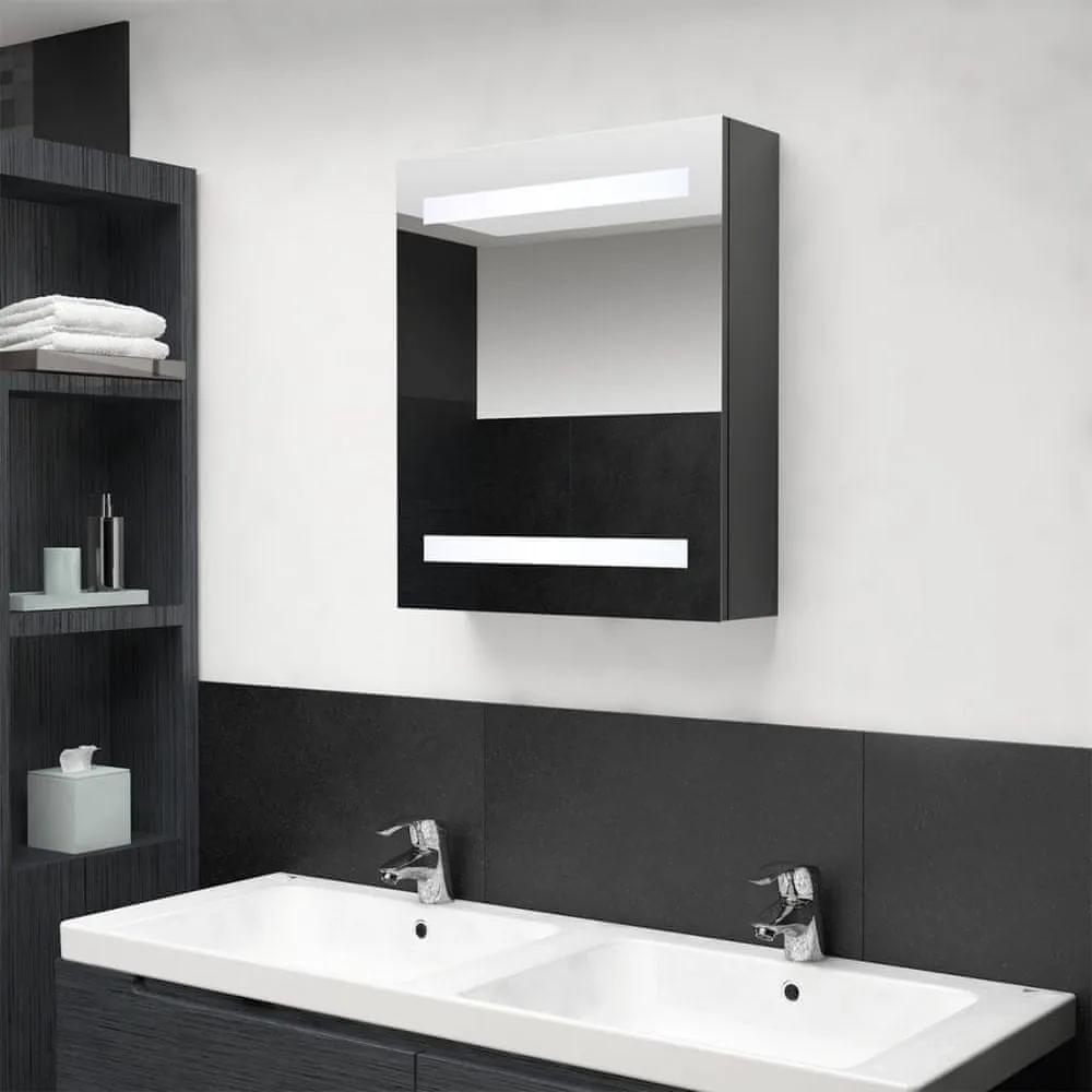 Petromila LED koupelnová skříňka se zrcadlem šedá 50 x 14 x 60 cm
