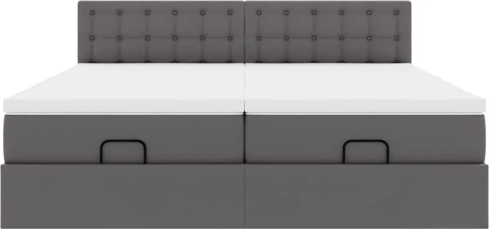Osmanský rám postele s matrací šedá 160x200cm umělá kůže 3311954