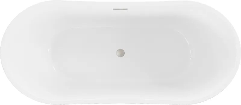 Mexen Montana, volně stojící vana 180 x 80 cm, bílá, broušená ocel přepad, 52011808000-97