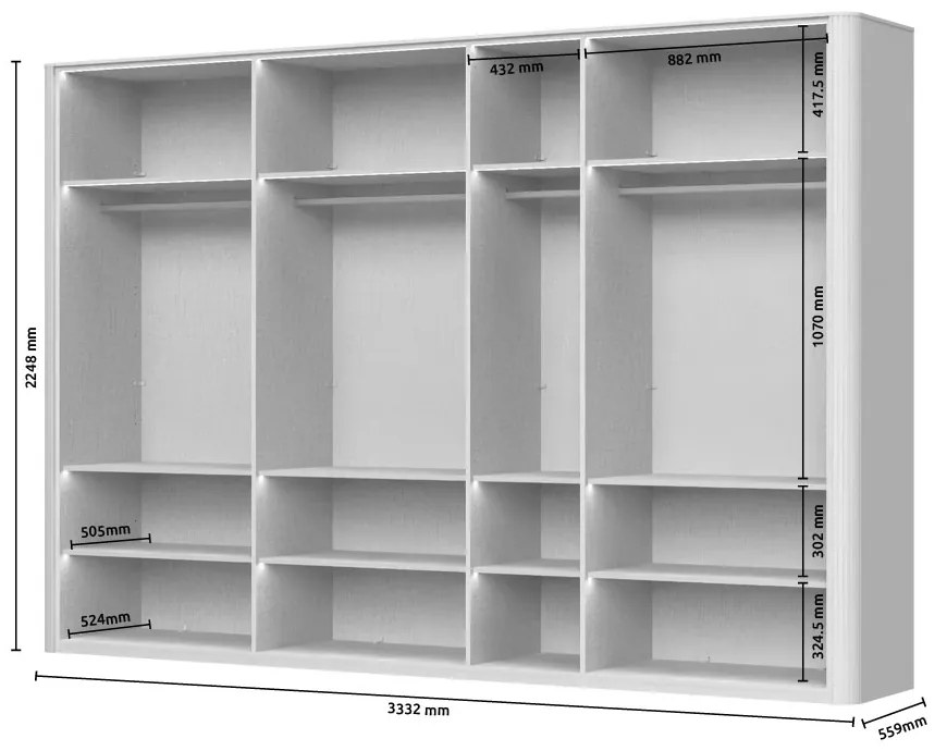 Skříň prosklená s osvětlením RONDO - P7R-3AL/RO - Cashmere lak mat
