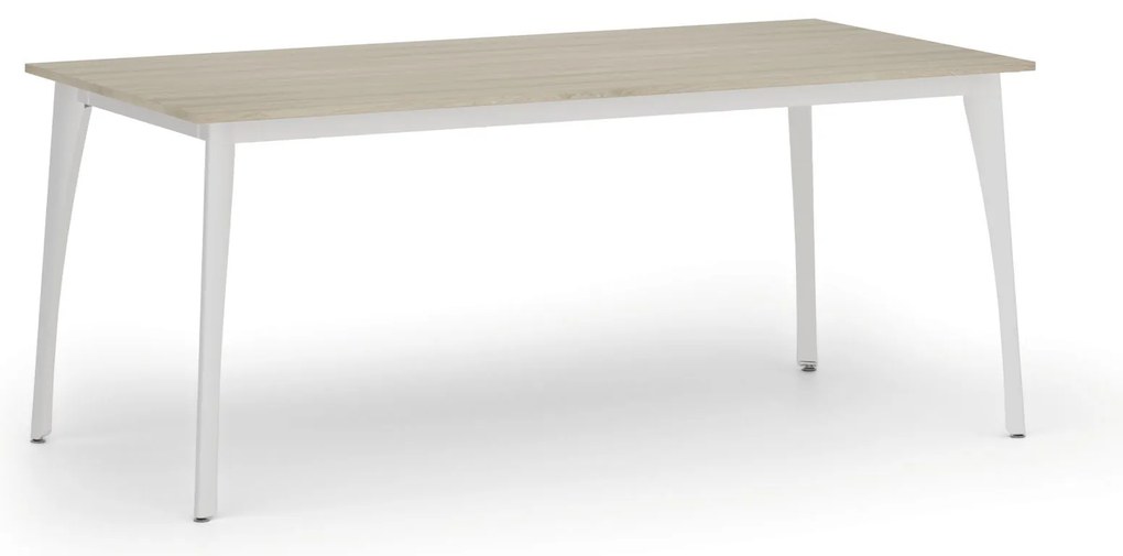 Jednací kancelářský stůl PRIMO OMEGA, 180x90 cm, bílá podnož, dub přírodní