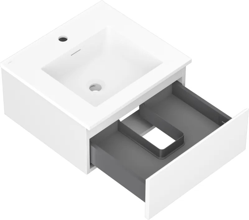 Mexen Orio, koupelnová skříňka 50 cm s umyvadlem Otis, 1 zásuvka, bílá matná, 91A10-05023-1-BF01-W18M01