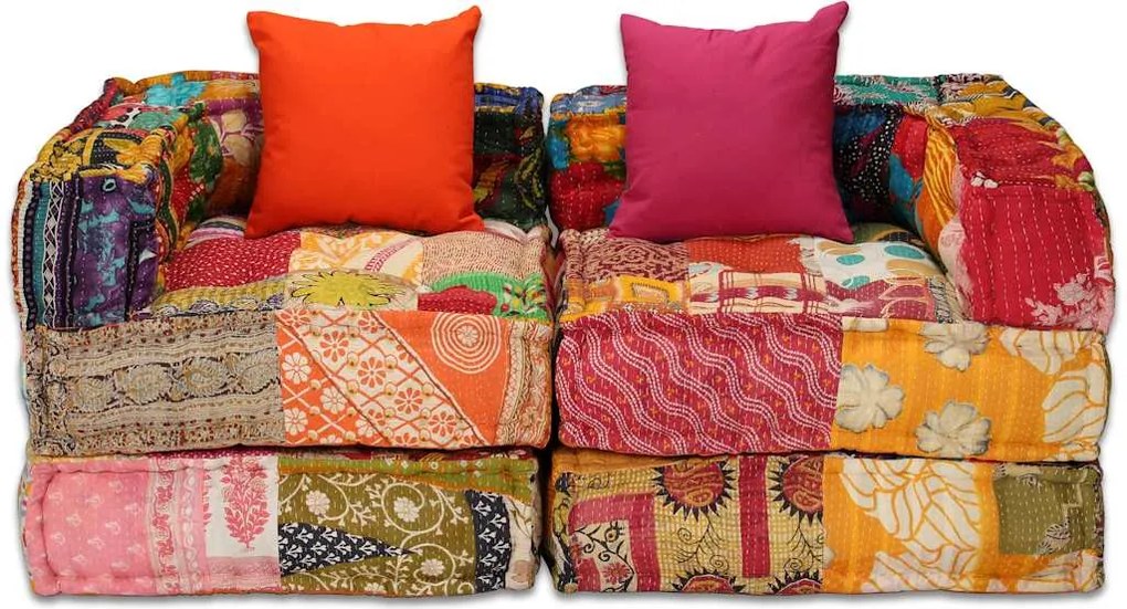 2místný modulární pouf patchwork textil 244977