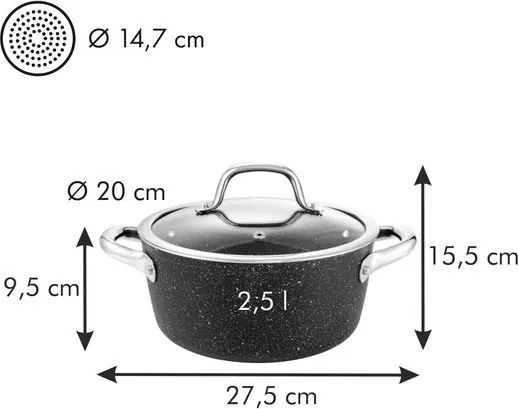 TESCOMA Kastrol PRESIDENT Stone s poklicí ø 20 cm, 2,5 l