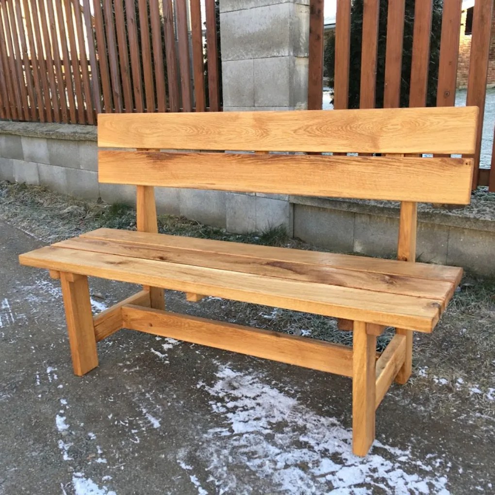 KULHÁNEK Zahradní lavice s opěradlem - přírodní Délka: 150 cm, Odstín nátěru: olej - teak