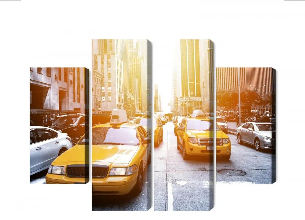 Vícedílný obraz Taxi Na Slunci Nyc Nedostatek Nedostatek Přírodní plátno 120x90