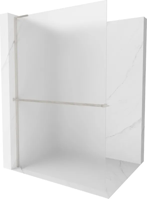 Mexen Kioto+ L, sprchová zástěna Walk-In s poličkou a věšákem 100 x 200 cm, 8mm sklo námraza, broušená ocel profil, 800-100-123-97-30