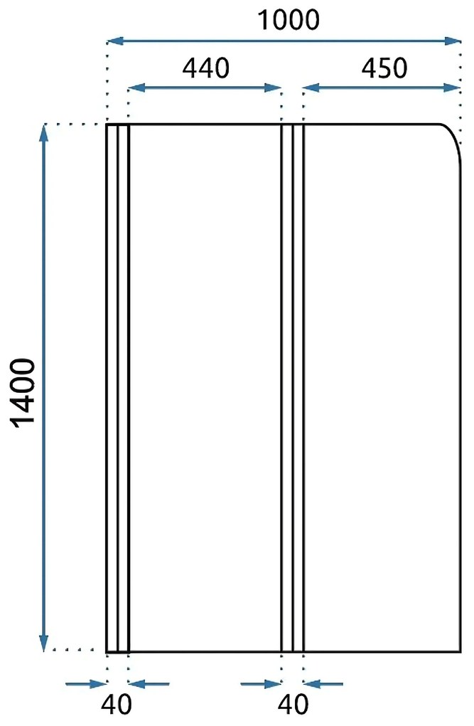 Dvoudílná vanová zástěna REA AGAT-2 100 cm, kartáčovaná měď/transparent
