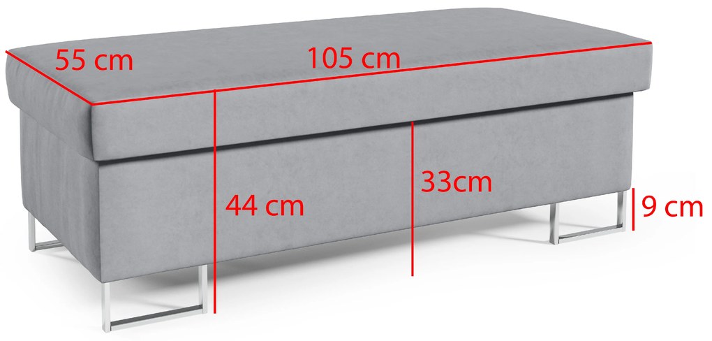 Eka Podnožka ALICE 105 cm Barva látky: Světle šedá (Monolith 84)