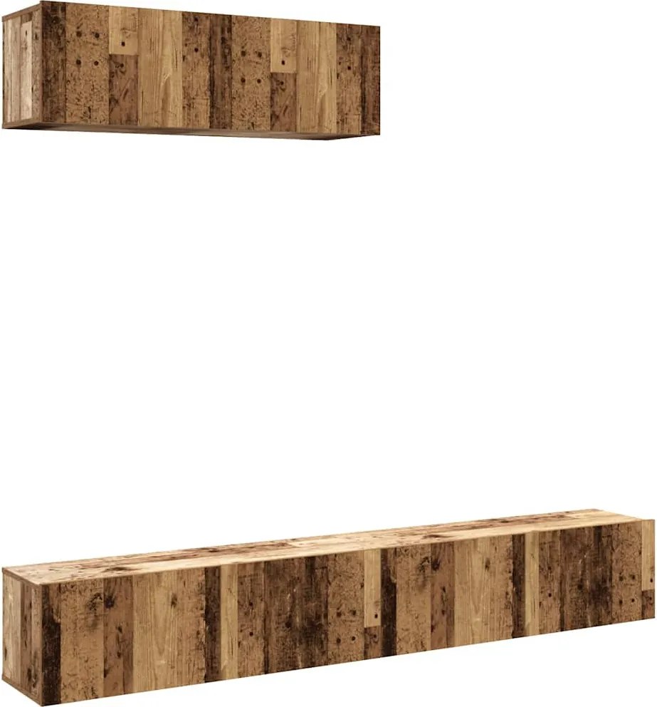 Nástěnné TV skříňky 4 ks starého dřeva 100x30x30 cm kompozit 3329007