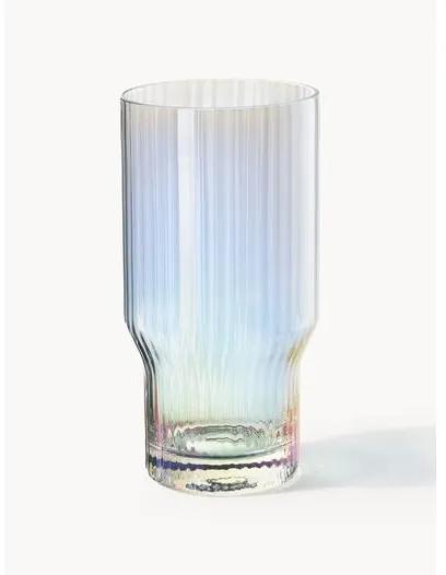Ručně foukané sklenice's rýhovaným reliéfem a perleťovým leskem Juno, 4 ks