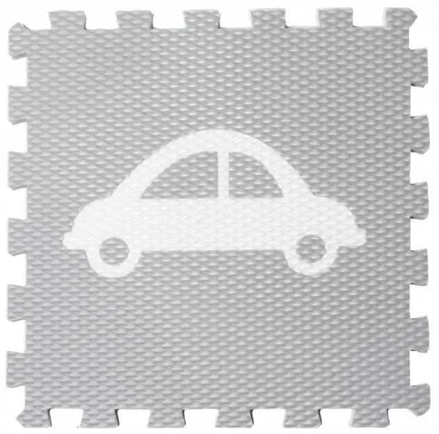 Vylen Pěnové podlahové puzzle Minideckfloor s autem Bílý se světle šedým autem 340 x 340 mm