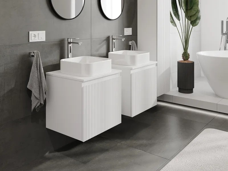 Mexen Rivel, koupelnová skříňka 50 cm, 1 zásuvka, drážkovaná, bílá matná, 91A20-05047-1-BF01