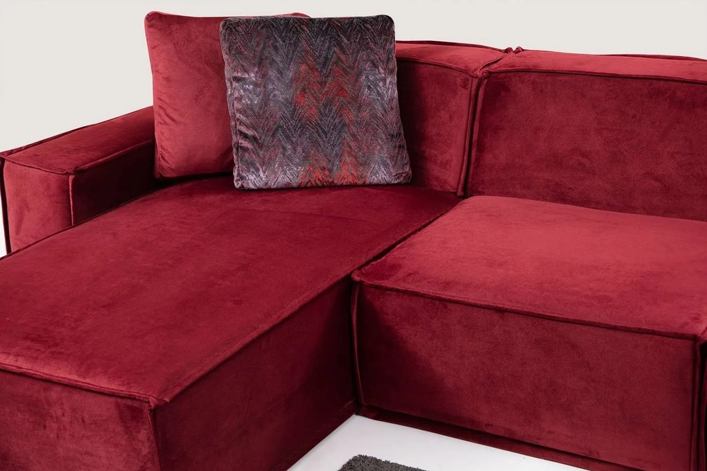 Designová rohová sedačka Valtina bordó - levá