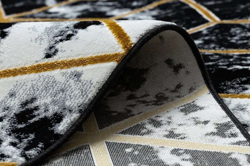 Dywany Łuszczów, Kusový koberec Gloss 409A 82 3D cubes black/gold/grey, 240x330, černobílá, kancelář