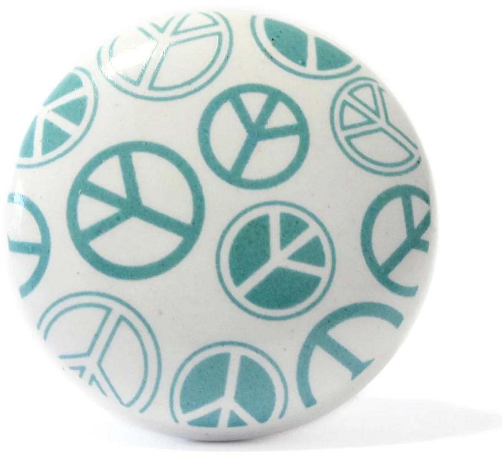 La finesse Keramická úchytka Peace, zelená barva, bílá barva, keramika |  BIANO