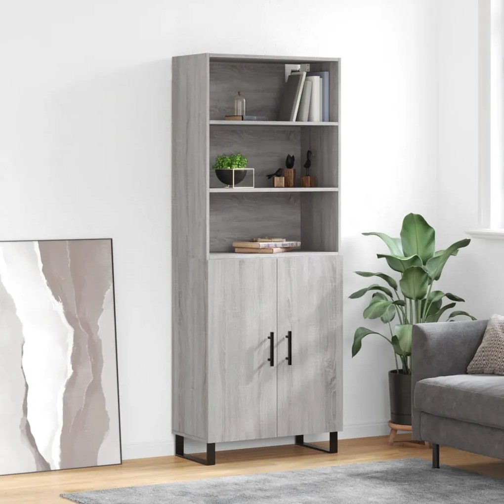 Skříň highboard šedá sonoma 69,5 x 34 x 180 cm kompozitní dřevo