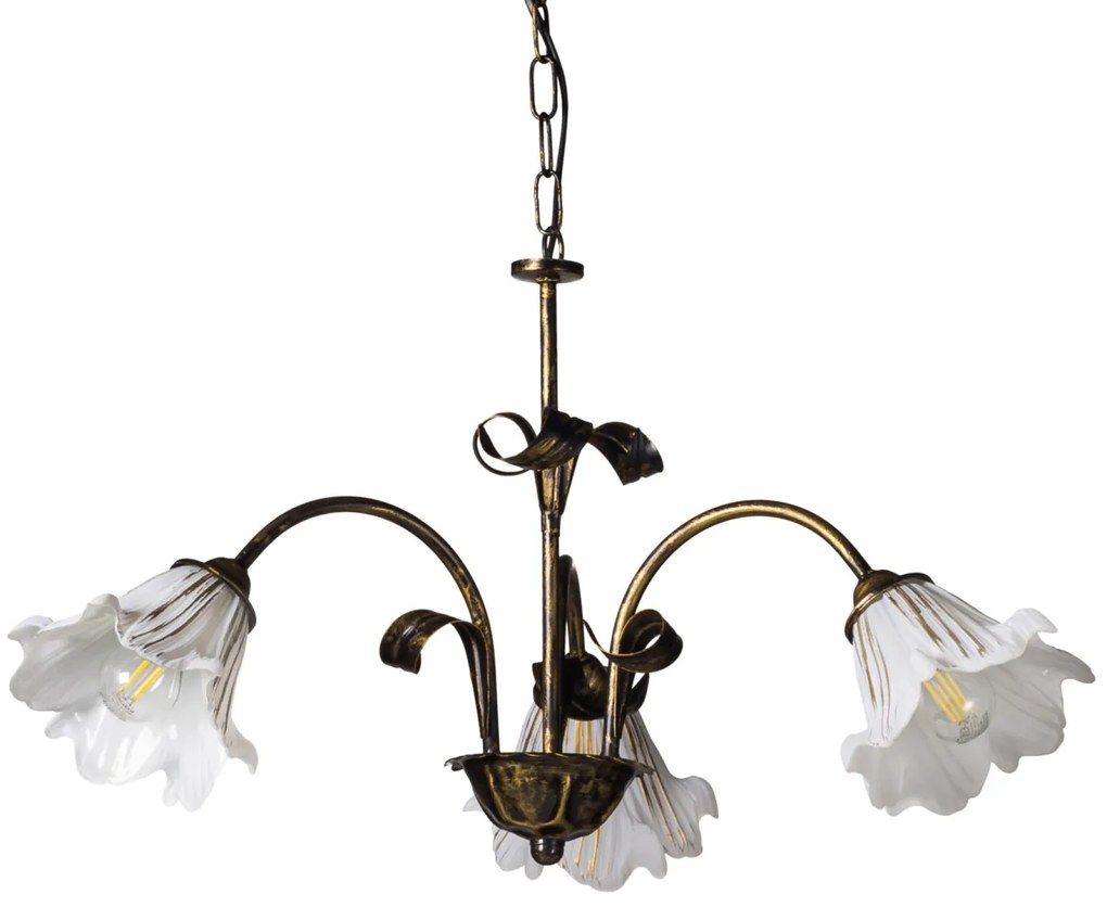 Light for home - Závěsný lustr na řetězu 4133 "TOSKANA" v hnědé barvě, 3X40W, E14, hnědá, měď