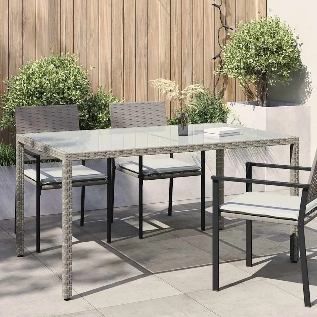 Zahradní stůl 150 x 90 x 75 cm tvrzené sklo a polyratan šedý 316707