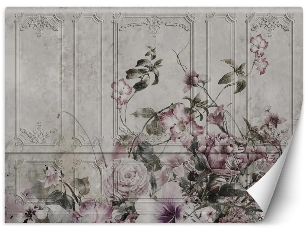 Fototapeta, Polní květiny betonové Vintage - 254x184 cm