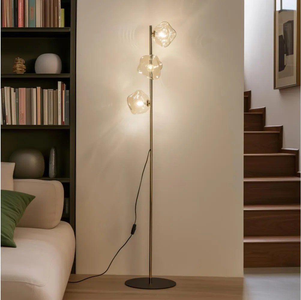 BRILAGI - Stojací lampa VULCANO 3xG9/8W/230V zlatá/kouřová béžová
