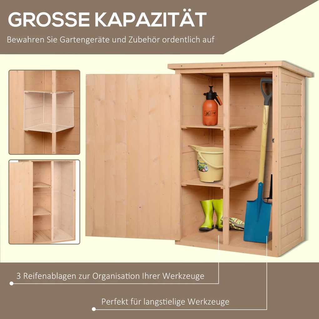 Outsunny zahradní kůlna na nářadí s policemi kůlna na nářadí zahradní kůlna z přírodního dřeva 75 x 56 x115 cm | Aosom