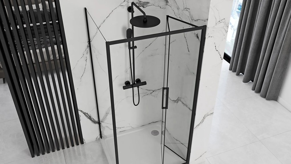 Sprchový kout REA RAPID FOLD 100/dveře x 80/zástěna cm, černý