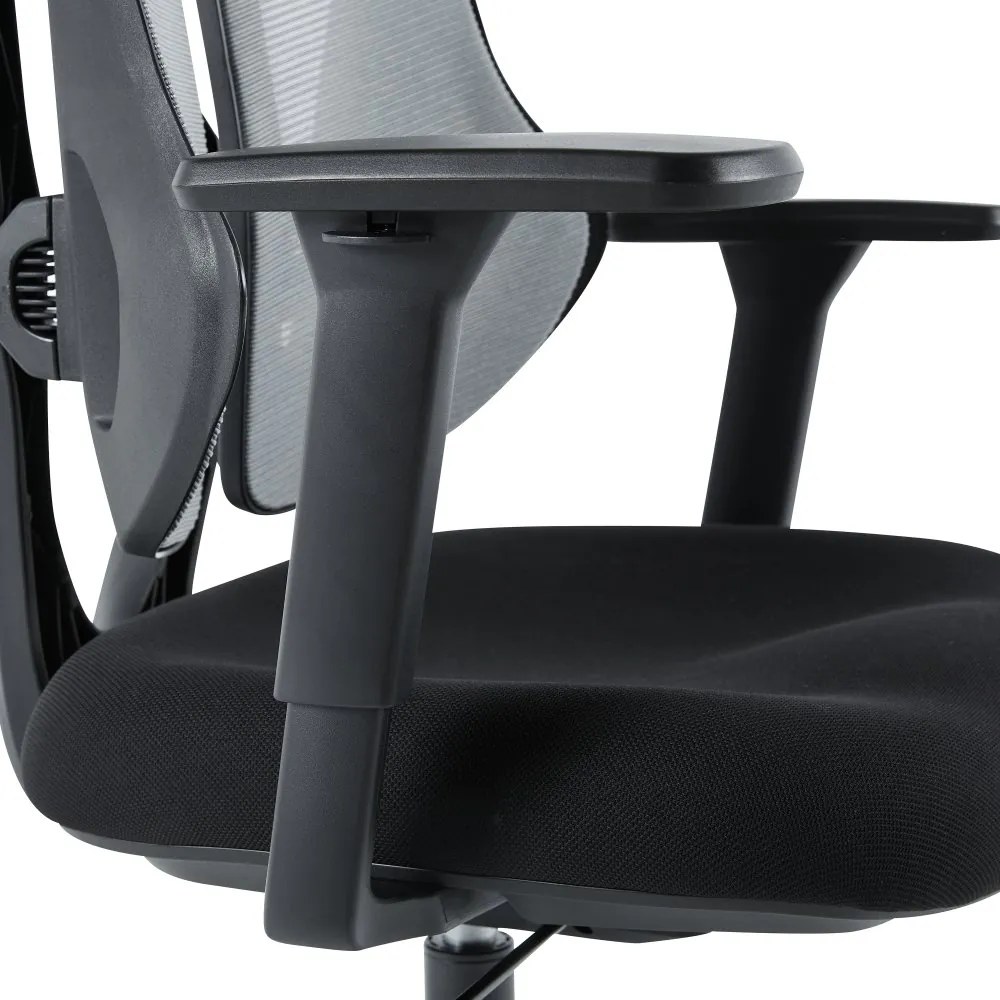 Kancelářská ergonomická židle MORA — síť / látka, šedá / černá